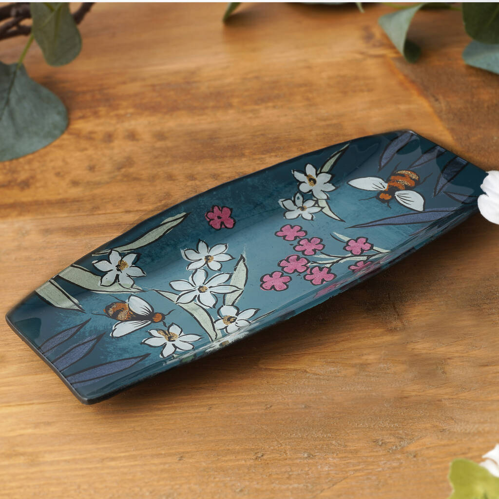 The Beekeeper Glass Long Rectanguar Dish In Gift Box