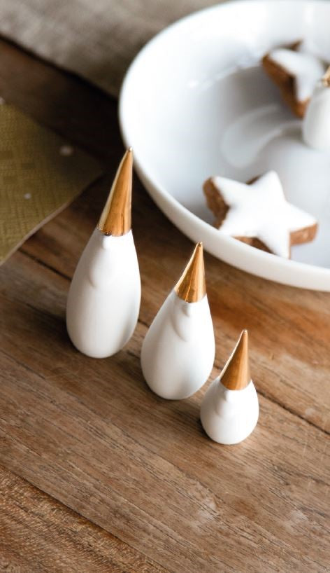 Räder - Gold Glaze Santa Set of 3 - Christmas Porcelain Decoration