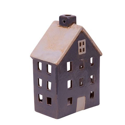 Wide Chalet Tea Light House Grey